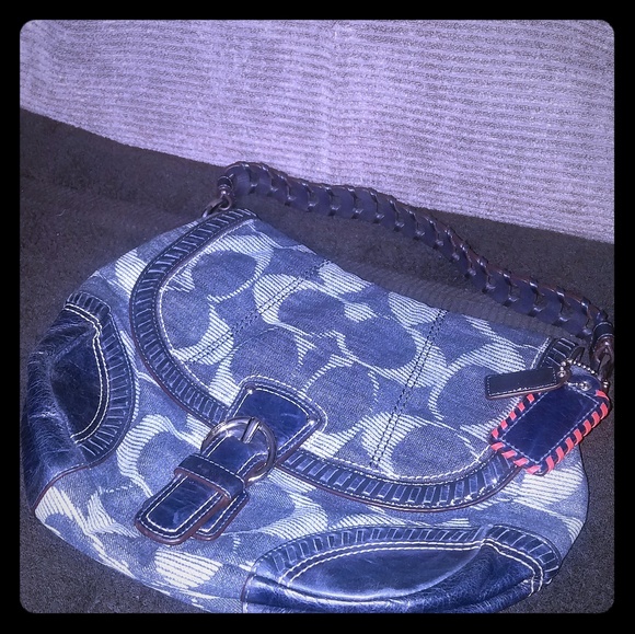 Coach | Bags | Coach Denim Shoulder Bag With Leather Strap And | Poshmark